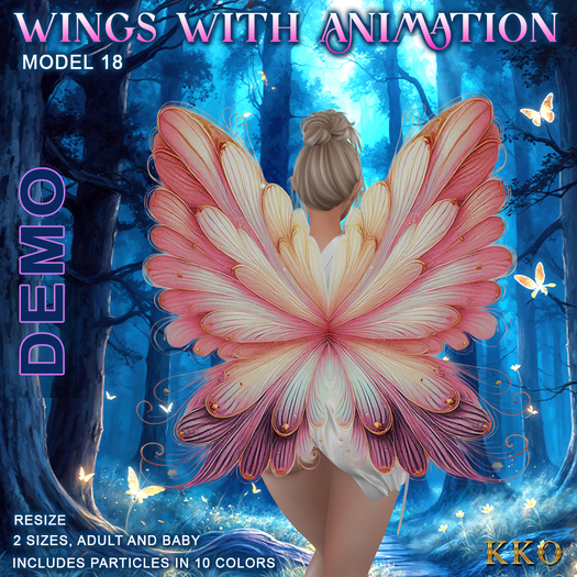 Second Life Marketplace - [KKO] Wings with animation - Model 18 DEMO